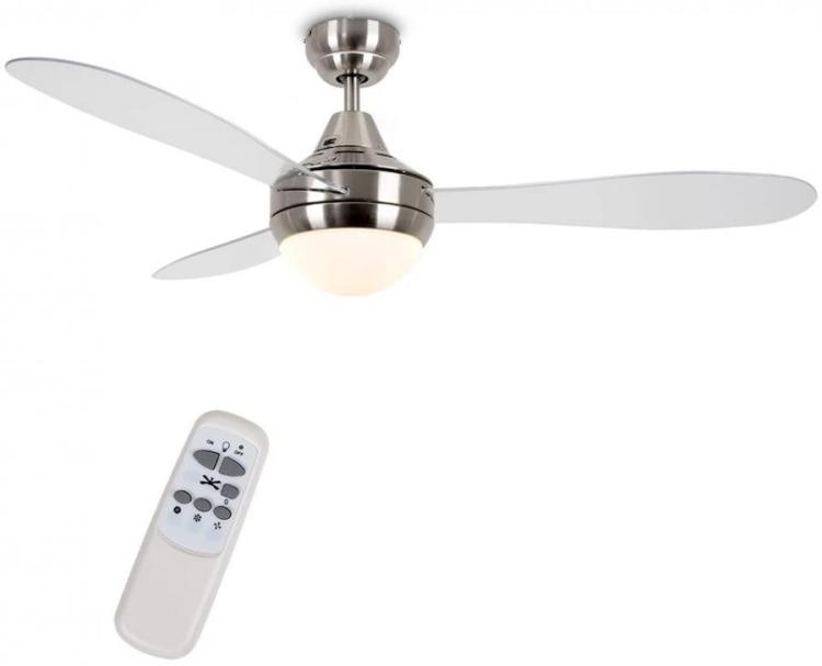 MiniSun 48" / 122cm Modern Brushed Chrome & Clear Blade Ceiling Fan ...