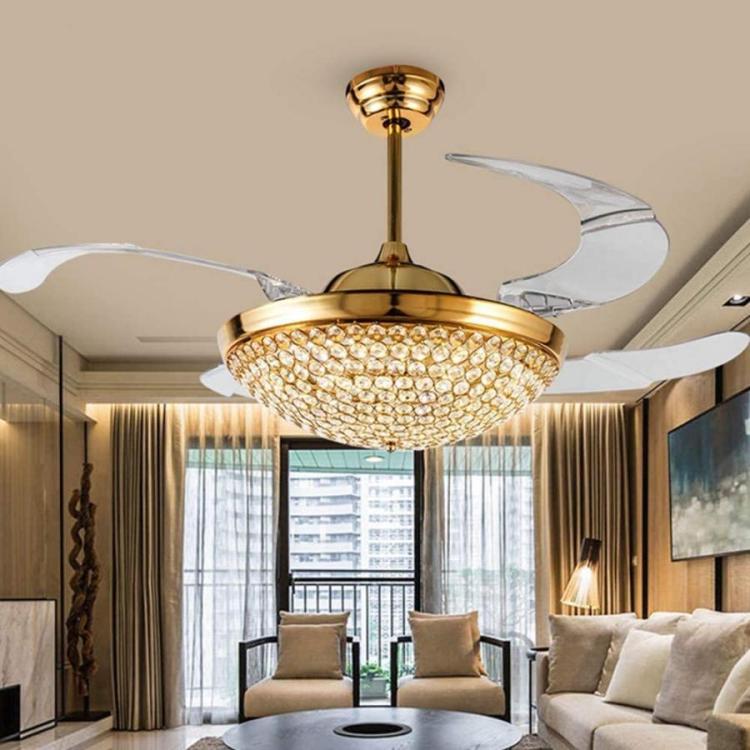Crystal Led Ceiling Fan With Foldable Blades | Shelly Lighting