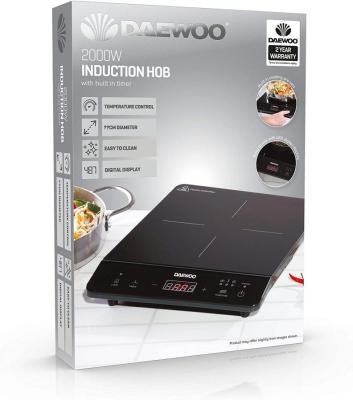 Daewoo SDA1805 2000W Electric Single Induction Hob with Built-In Timer ...